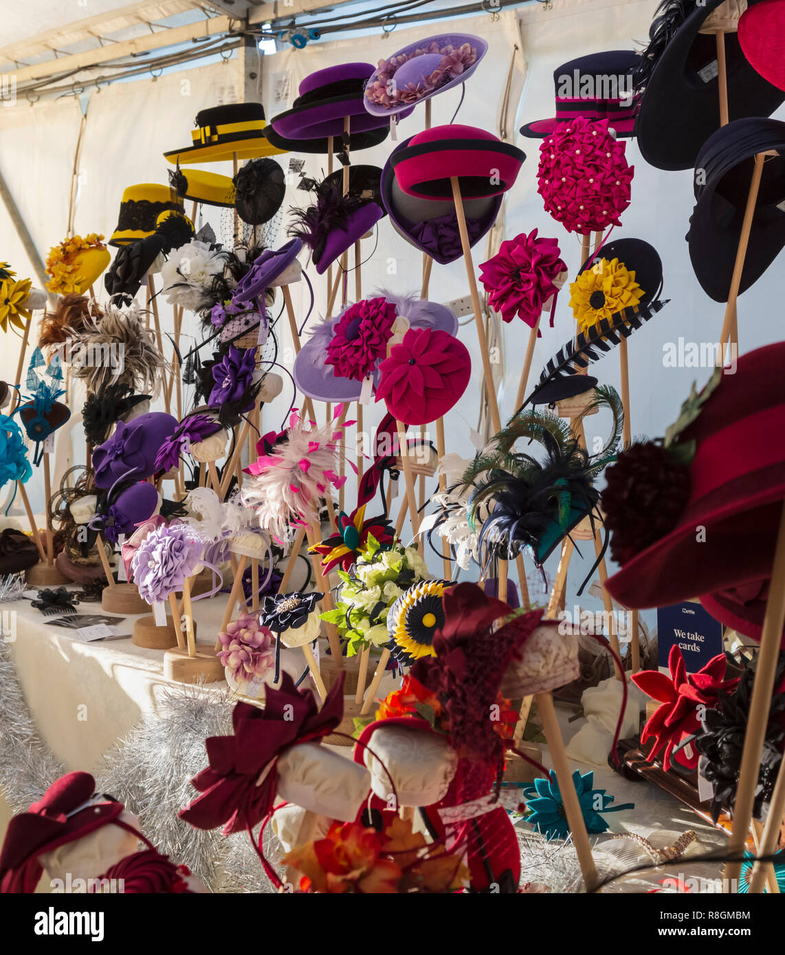 Colourful Display of Millinery at Craft Fair Held in a Marquee Stock ...