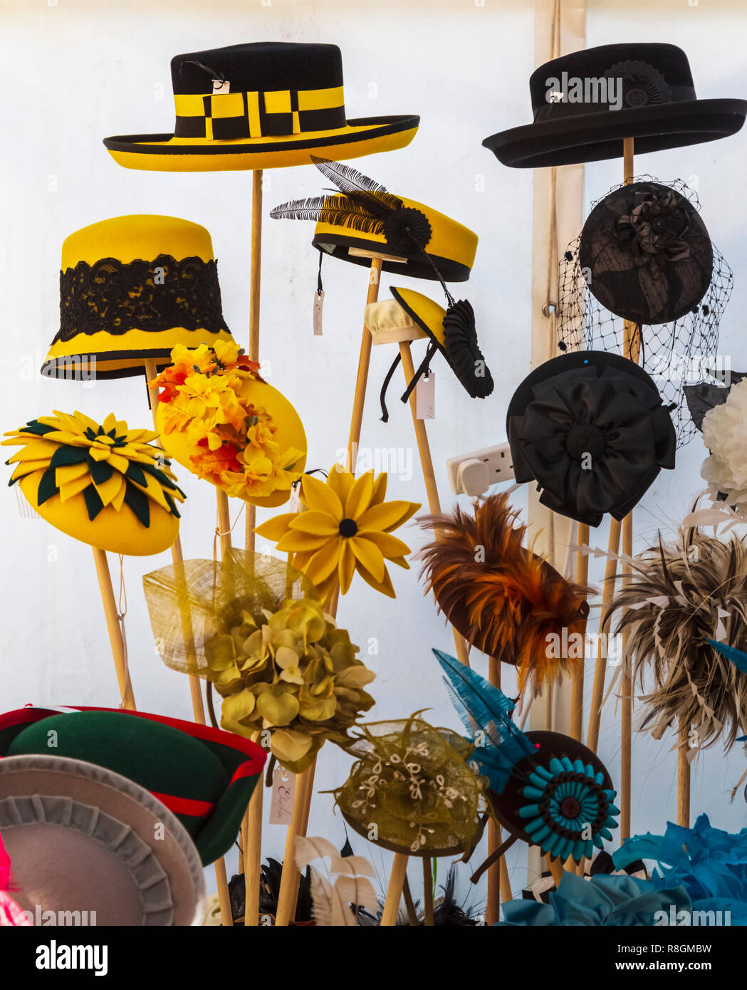 Colourful Display of Millinery at Craft Fair Held in a Marquee Stock ...