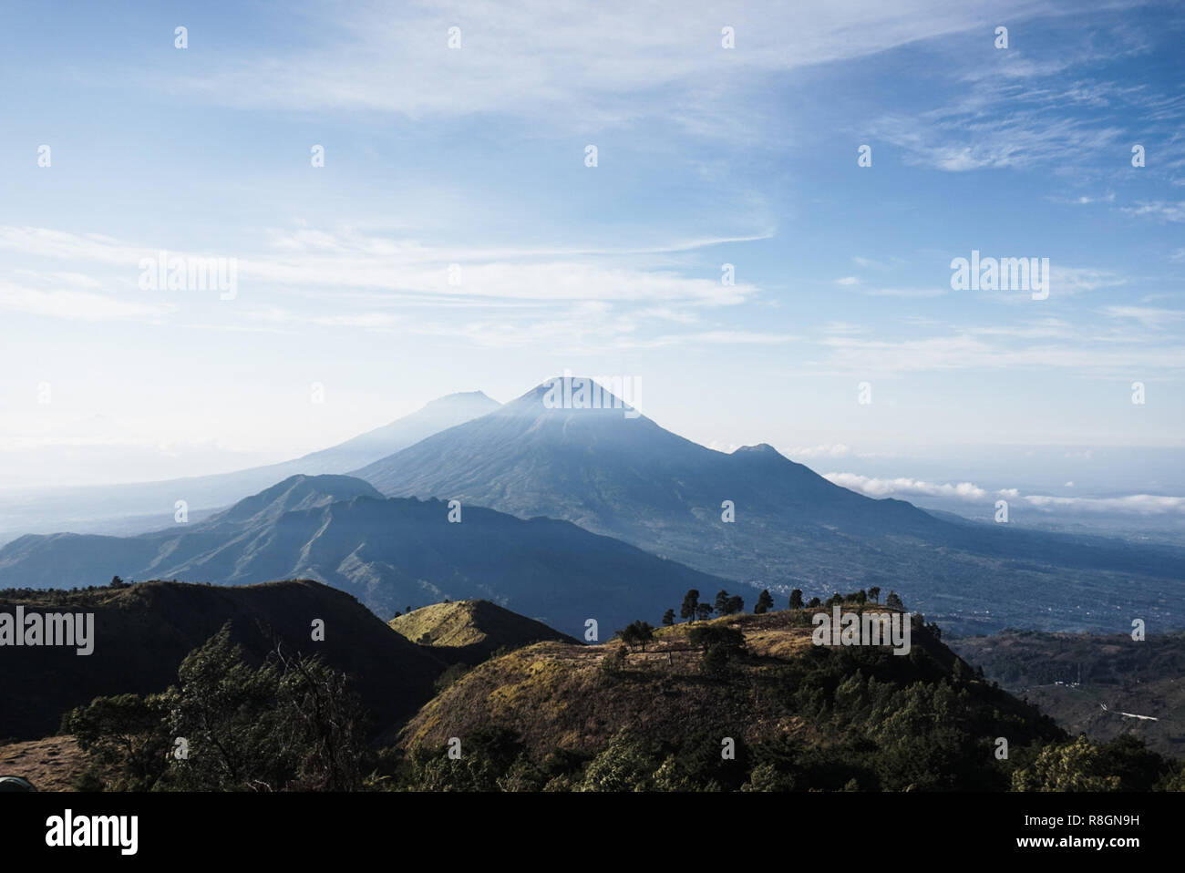 Landscape of Prau Mountain With Clear Blue Sky Stock Photo - Alamy