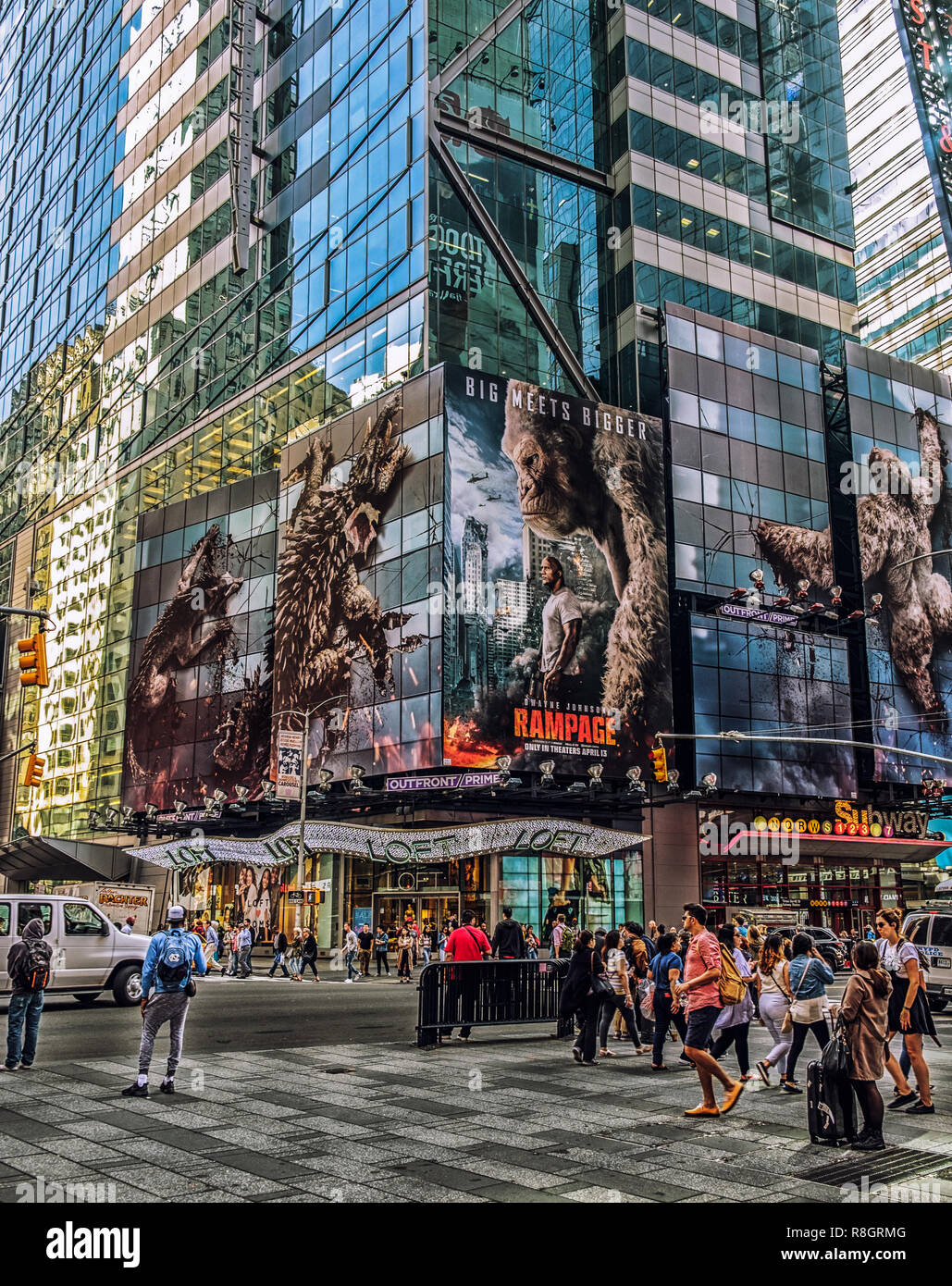 New York City, USA, May 2018, urban scene at Times Square, Manhattan ...