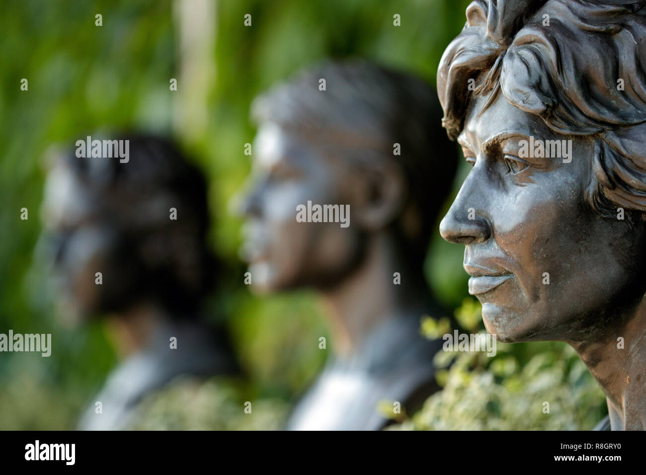 Statues of British tennis legends Virginia Wade, Ann Haydon Jones and ...