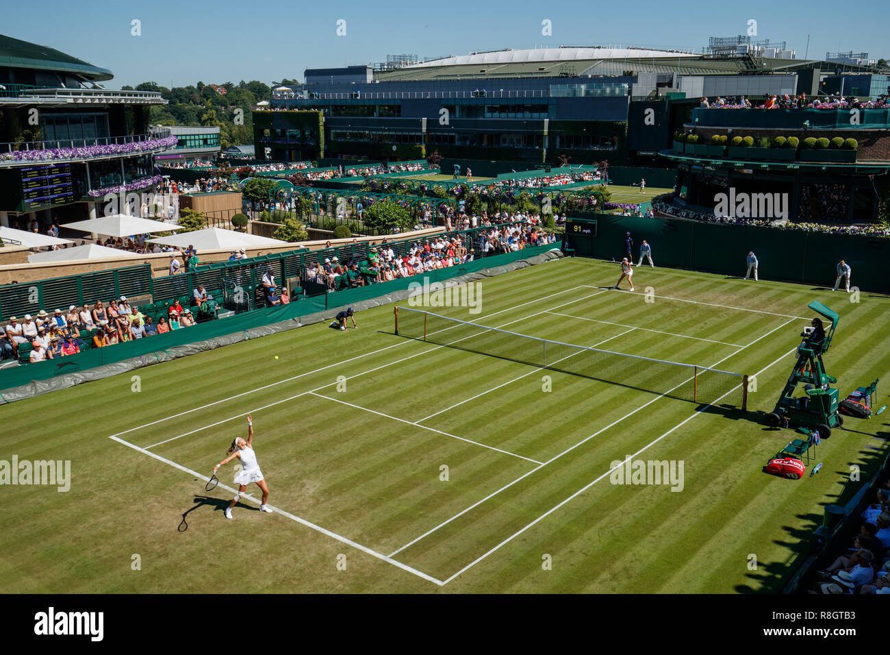 General view of Centre Court and Court 18 at the All England Lawn ...