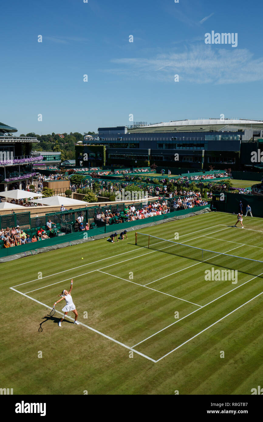 General view of Centre Court and Court 18 at the All England Lawn ...