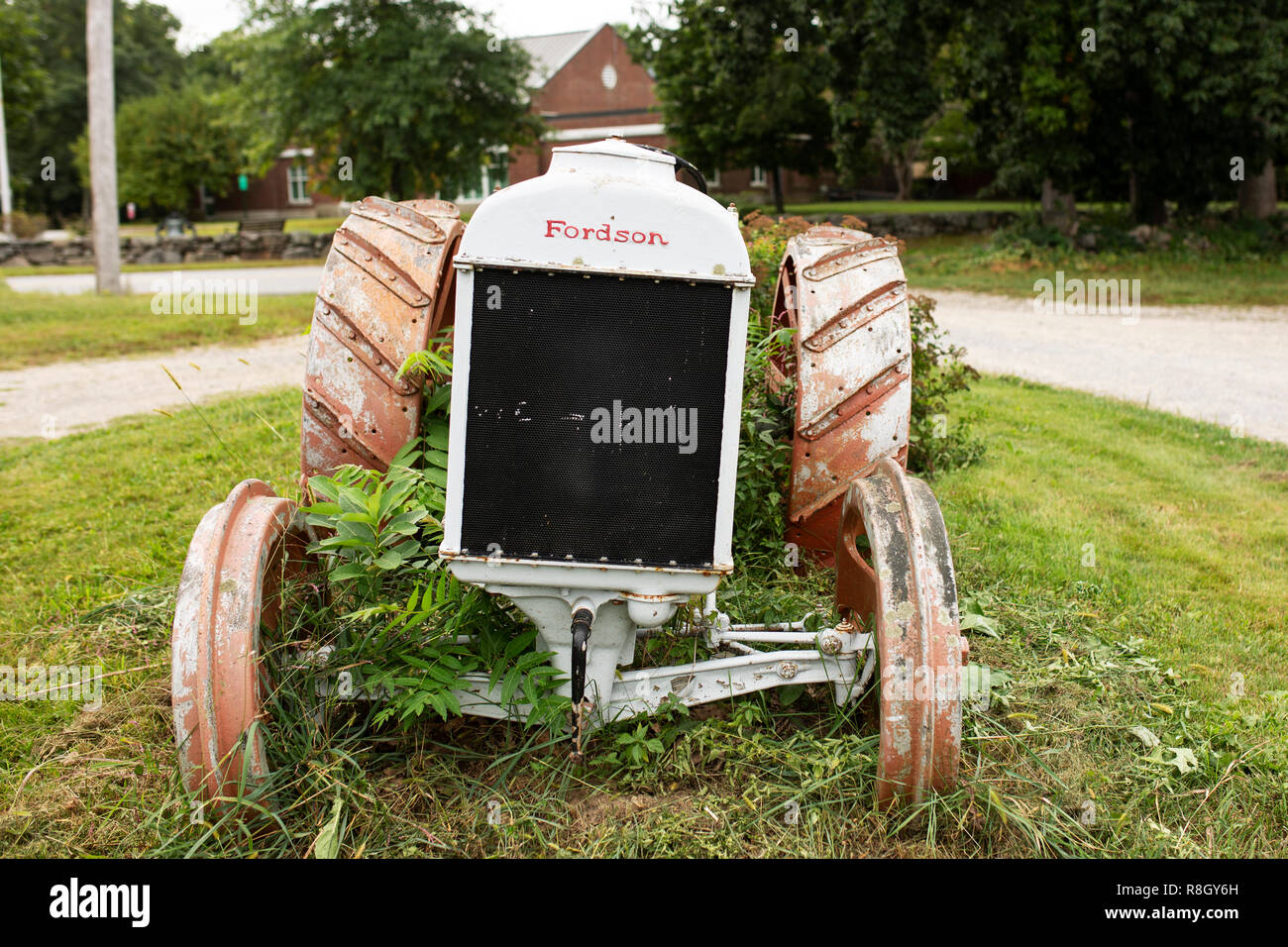 An old Ford and Son tractor parked at a community garden in Lincoln ...