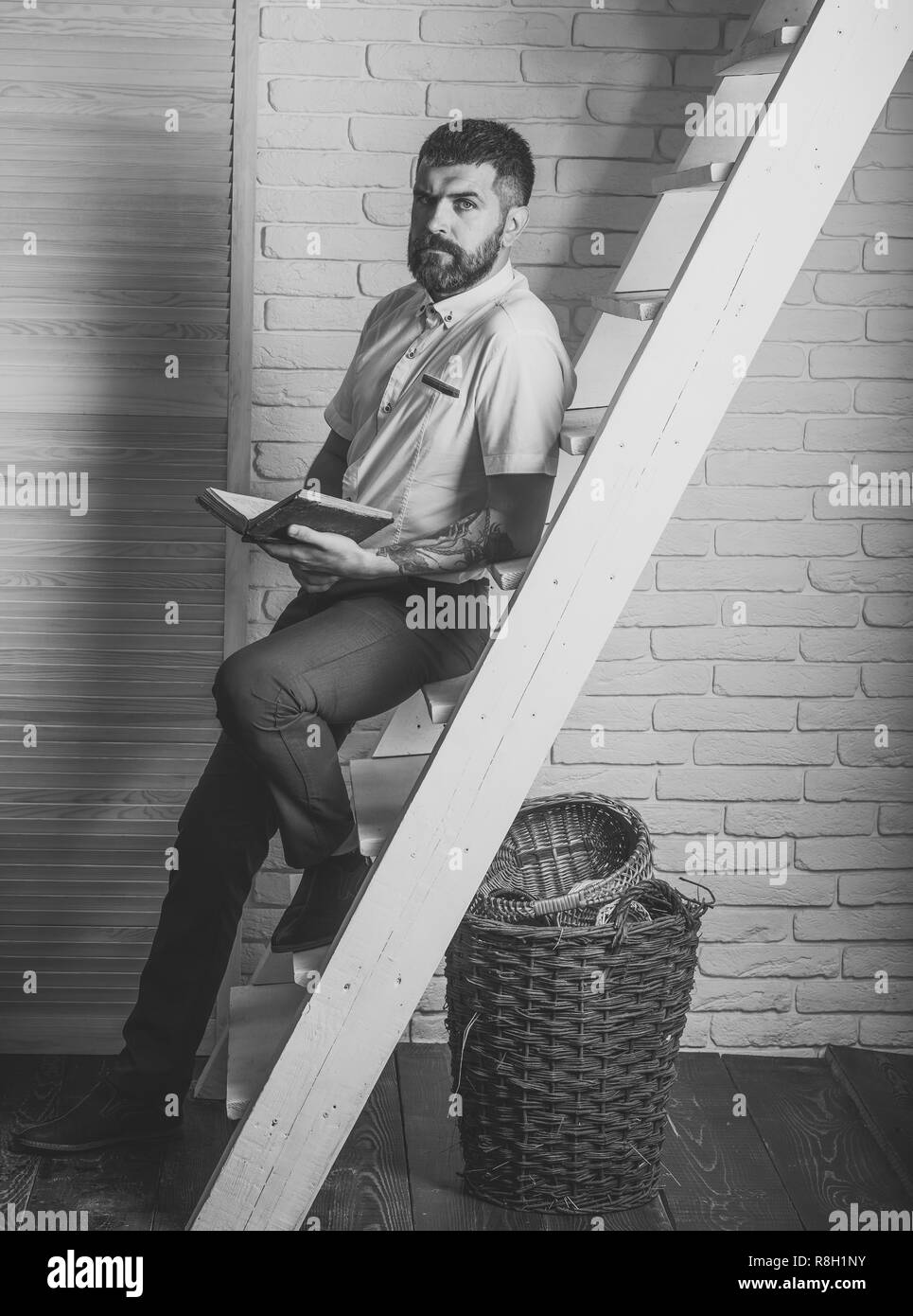 Bearded man study Black and White Stock Photos & Images - Alamy