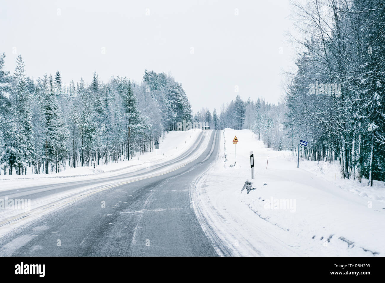 Road at snowy winter Lapland, Rovaniemi, Finland Stock Photo - Alamy