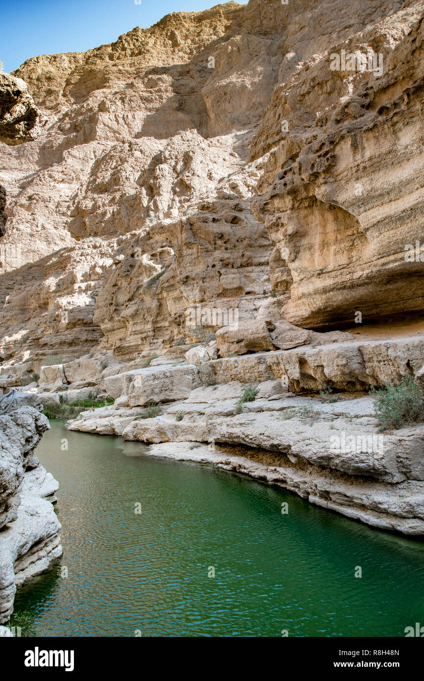 One natural pool and river in the canyon of the famous and touristic ...