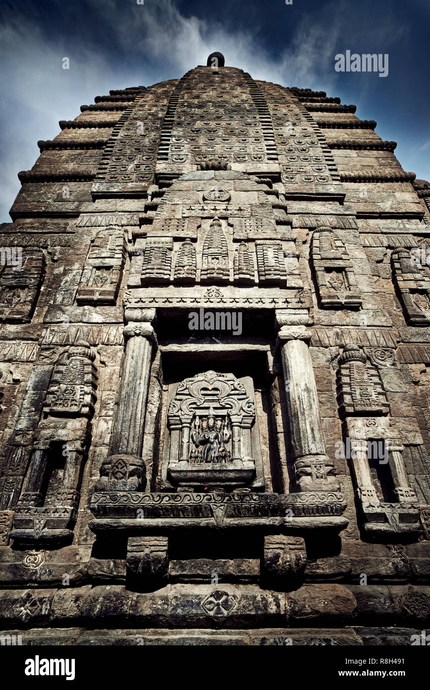 Traditional countryside Gauri Shankar Temple in Naggar. Himachal ...