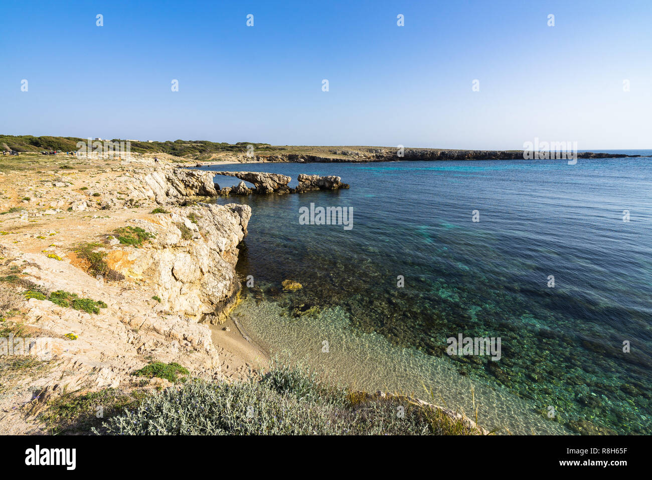 Cala Rotonda beach at Favignana with the amazing stone called “Arco di ...