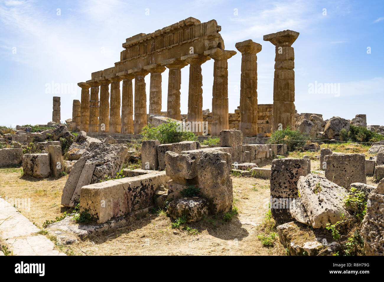 Doric style columns of the Temple of Apollo (Temple C) at Selinunte ...