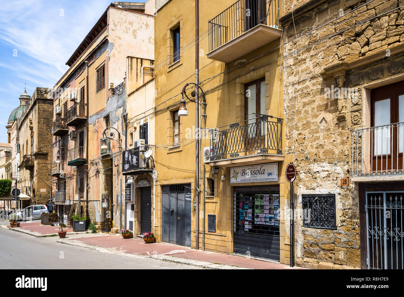 Street in Sciacca old town. Sciacca, Sicily, Italy, May 2018 Stock ...