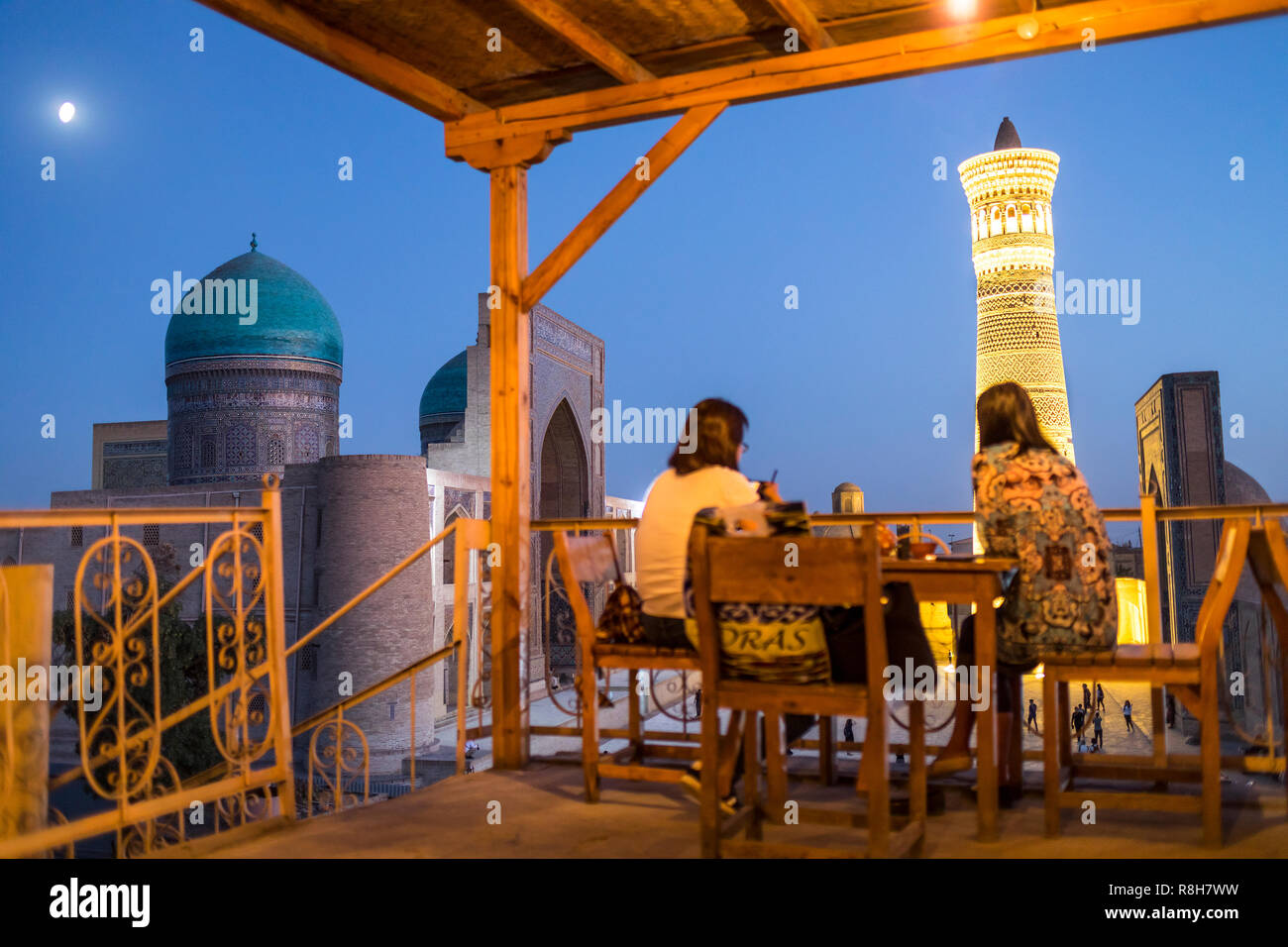 Tourists,Cityscape. From Minor Cafe House. Restaurant, tea house ...