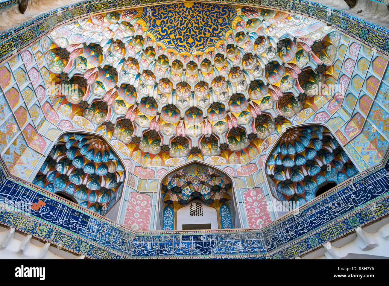 Detail of main gate, Abdul Aziz Khan Madrasa, Bukhara, Uzbekistan Stock ...