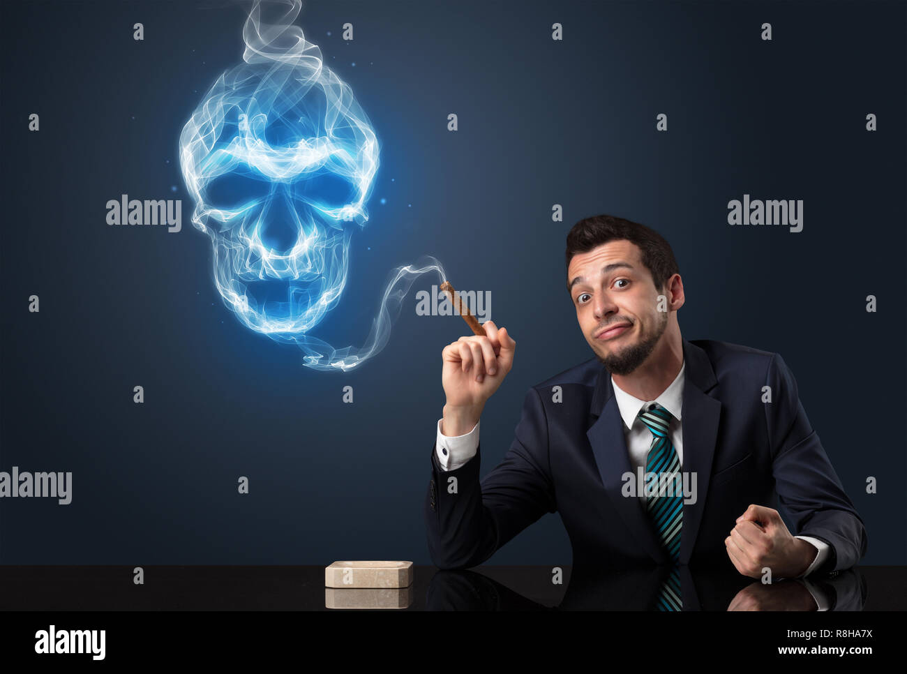 Skull smoking cigar cigarette hi-res stock photography and images - Alamy