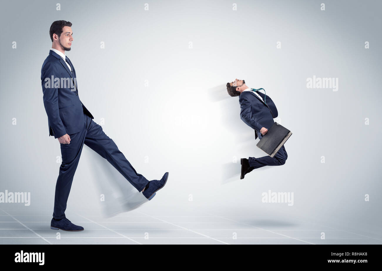 Young businessman fired cruel and aggressive by his boss with white ...