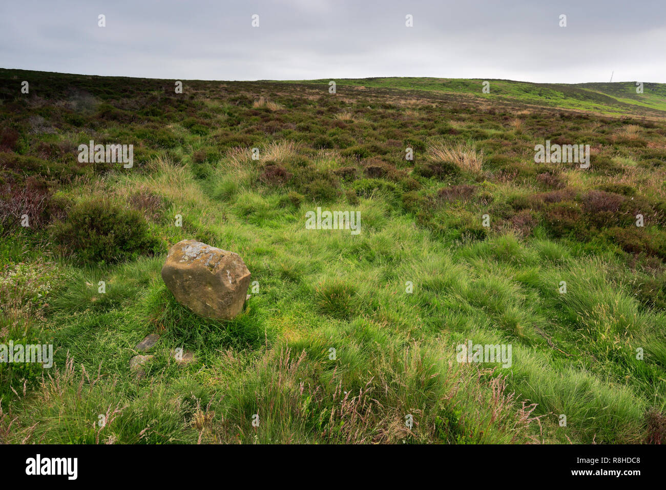 View over Eyam Moor Stone Circle and Barrow, Eyam village, Peak ...