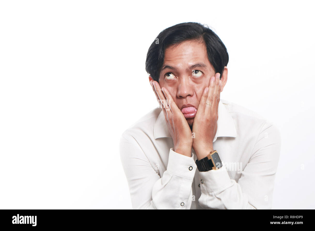 Photo image portrait of a funny young Asian businessman wearing glasses ...