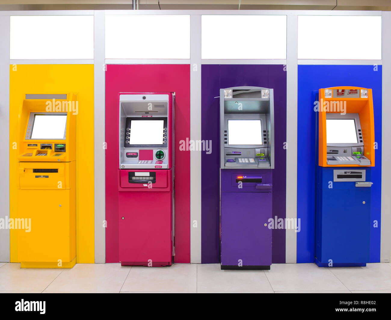 ATM bank cash machine from different sides color Stock Photo - Alamy