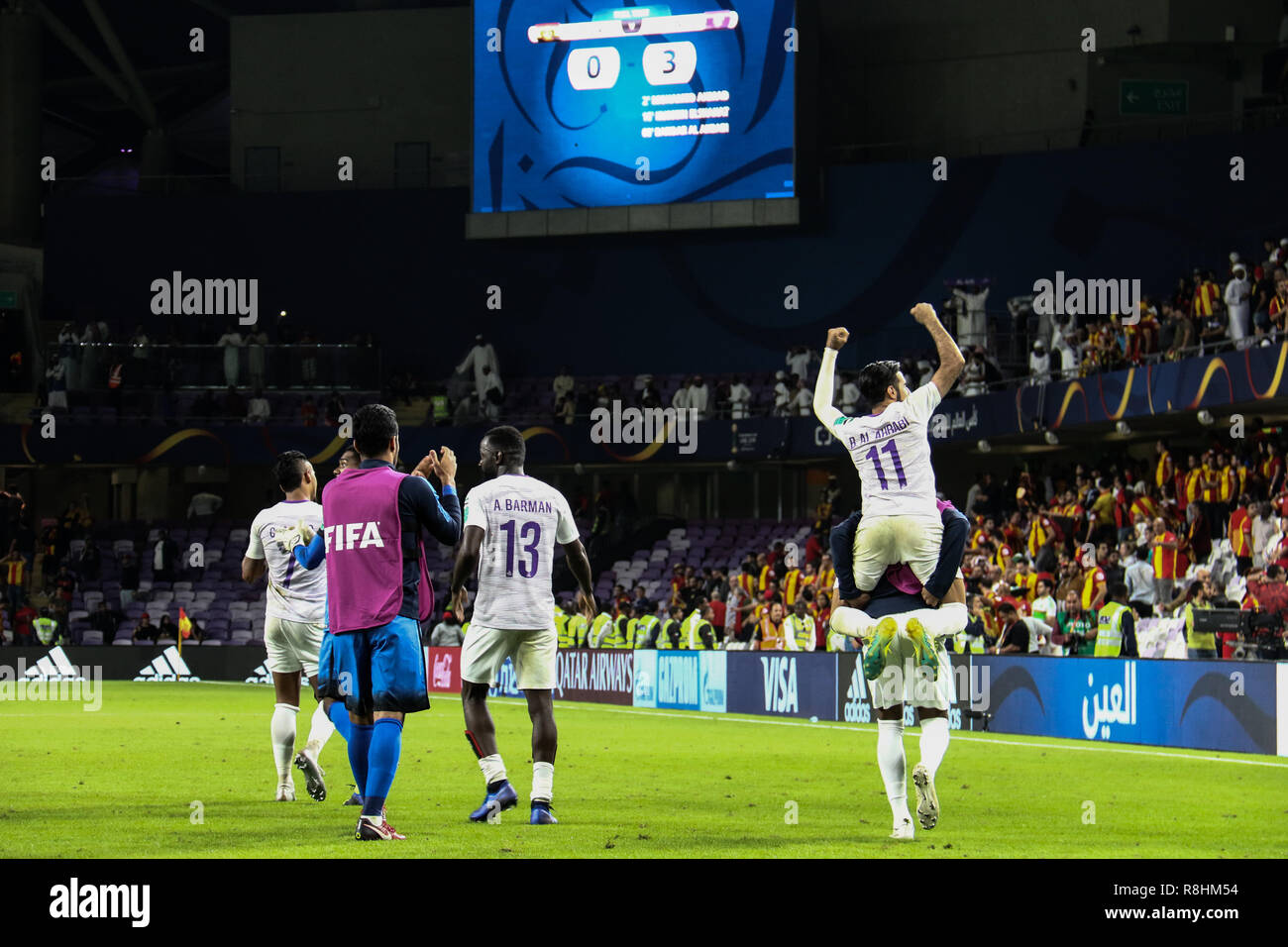 Al Ain, United Arab Emirates. 15th Dec, 2018. Al Ain players celebrate ...