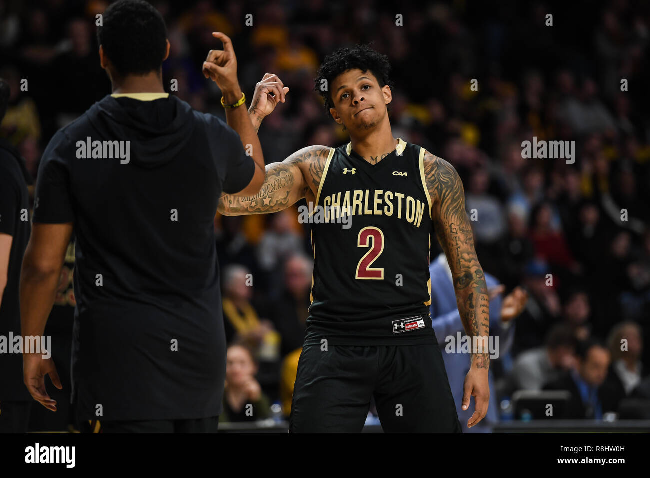 Richmond, VA, USA. 15th Dec, 2018. BREVIN GALLOWAY (2) is introduced to ...