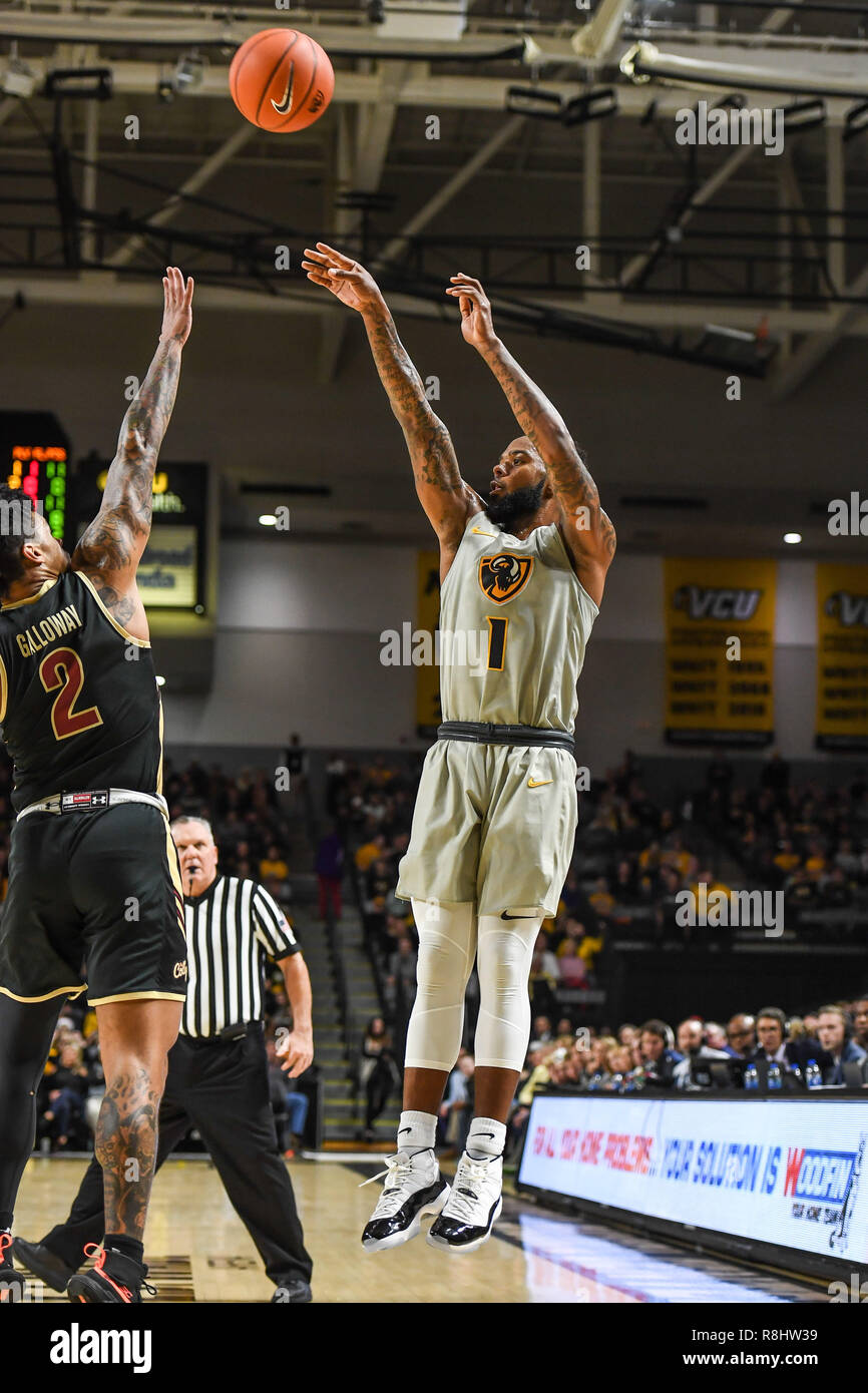 Richmond, VA, USA. 15th Dec, 2018. MIKE'L SIMMS (1) shoots a three ...