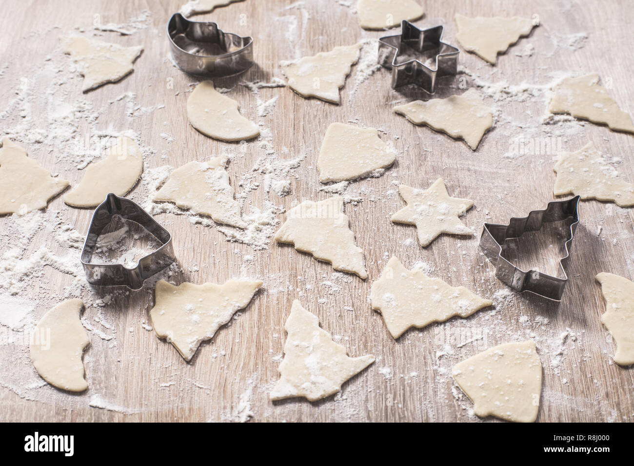 food background, raw christmas cookies closeup on table Stock Photo - Alamy