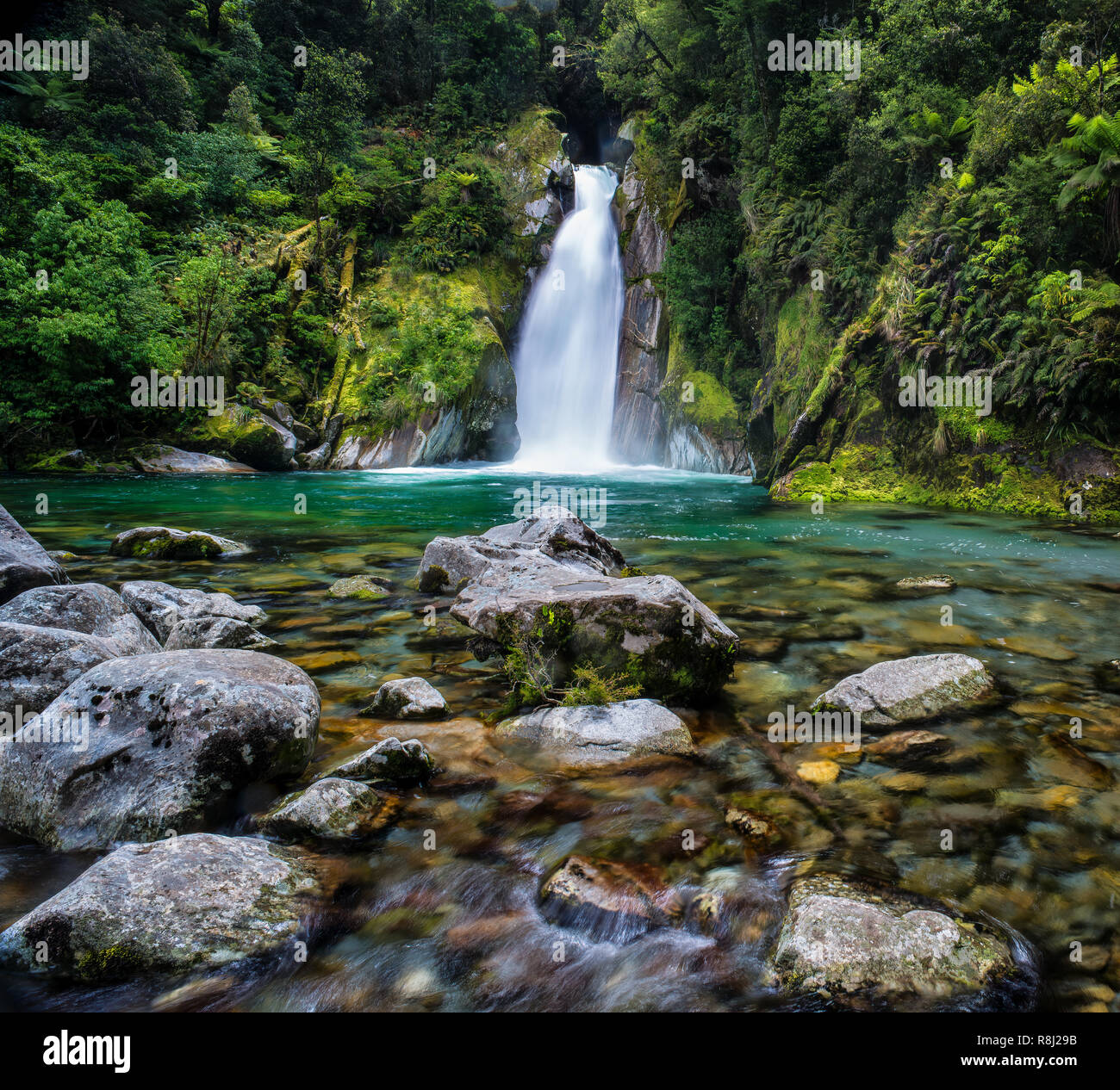 Giants Gate Falls on the Milford Track in Fiordland National Park ...