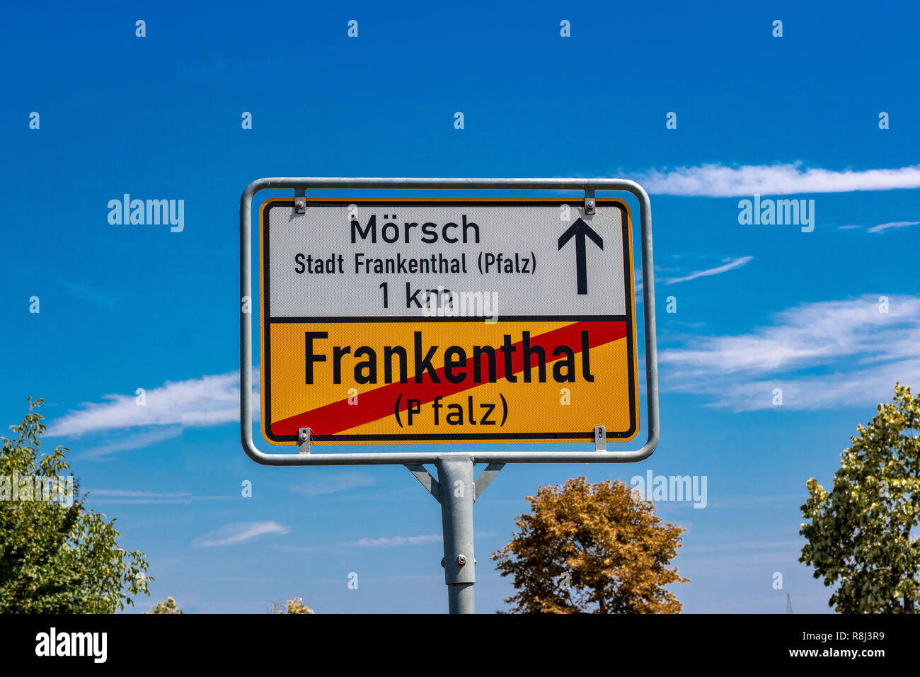 German roadsign of Frankenthal Stock Photo - Alamy