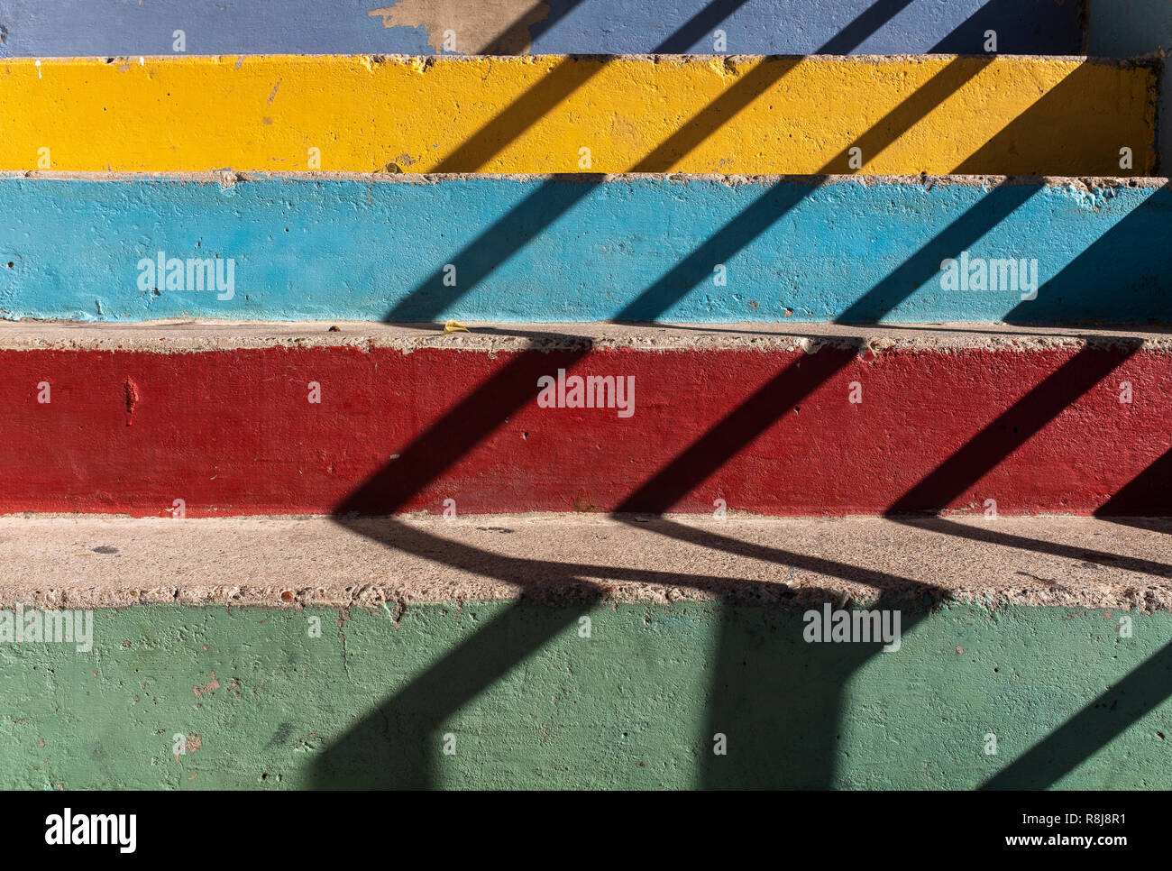 painted concrete steps with rail shadows Stock Photo - Alamy