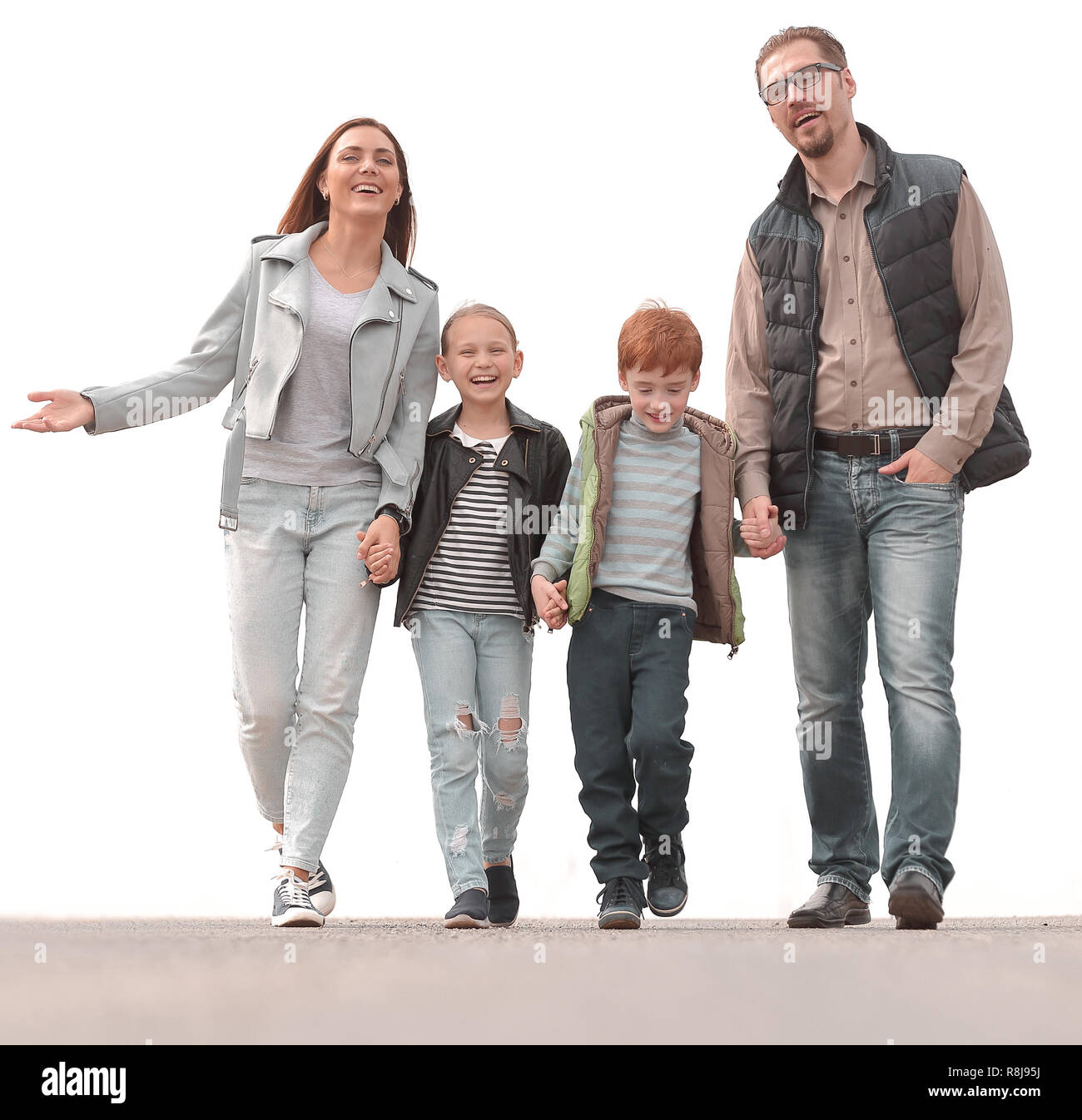 young modern family with two children Stock Photo - Alamy