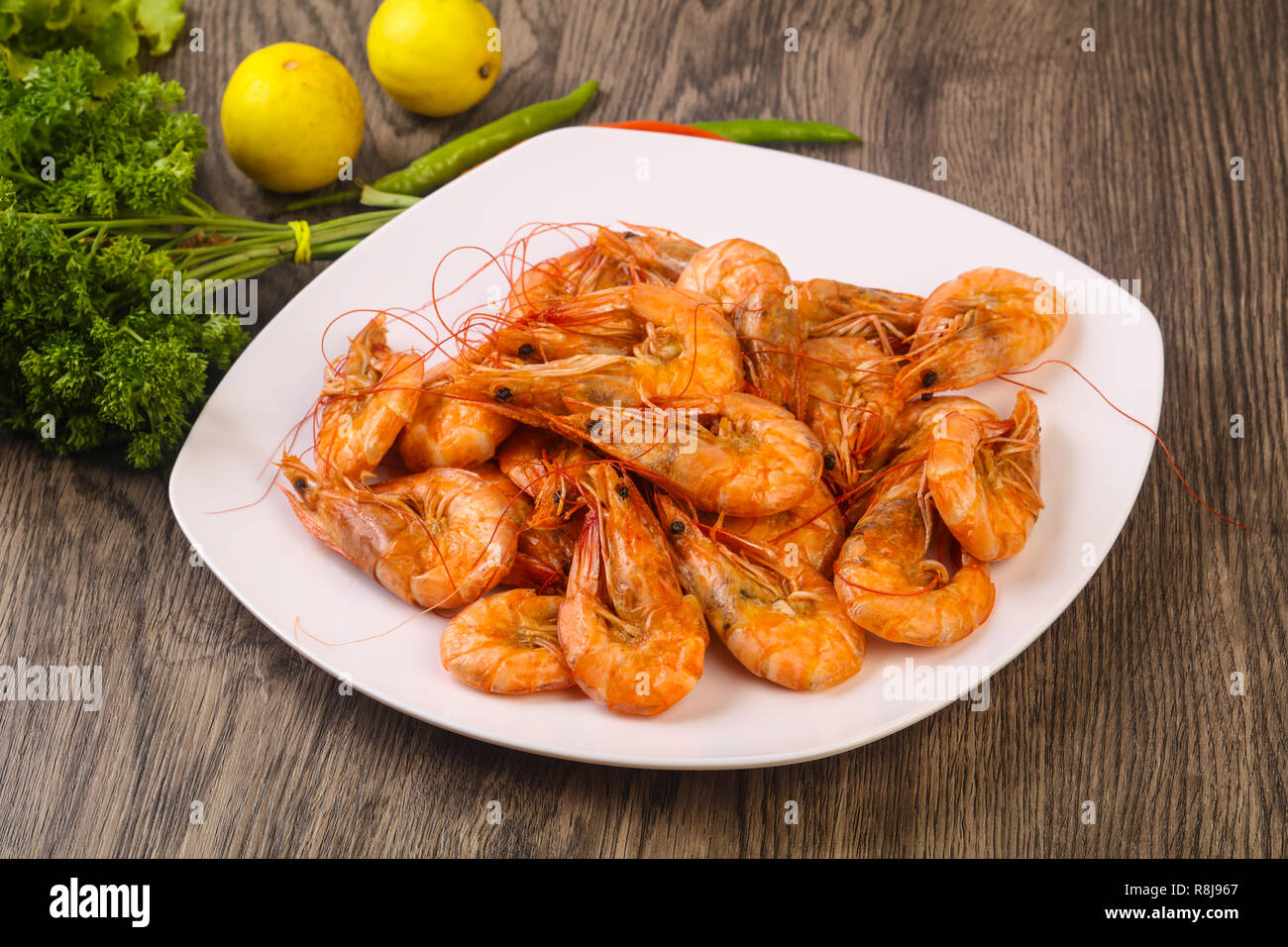 Boiled prawns in the bowl - ready for eat Stock Photo - Alamy