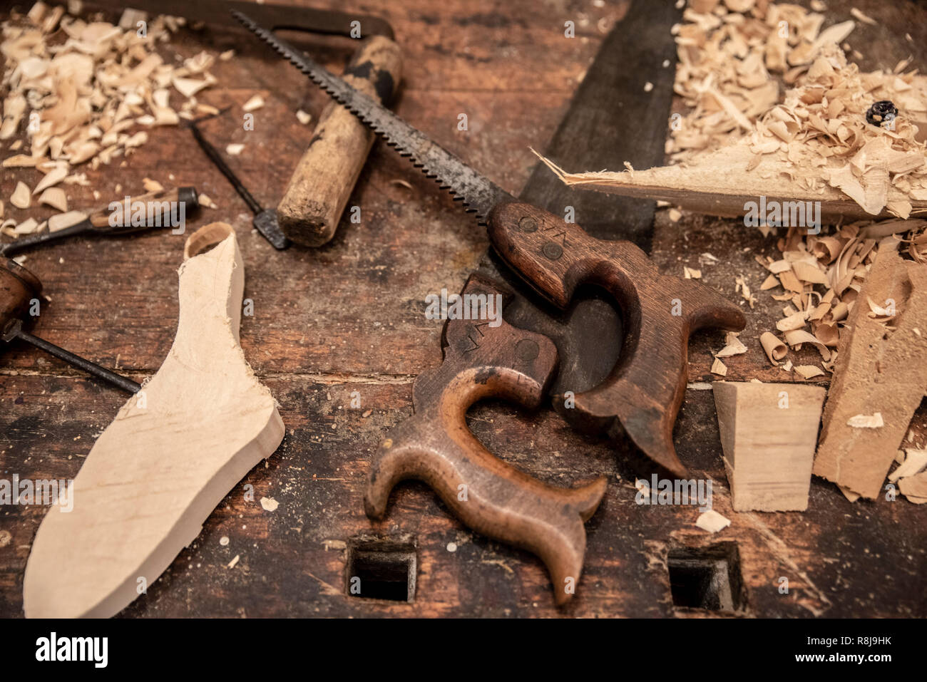 old tools for traditional wooden art work Stock Photo - Alamy