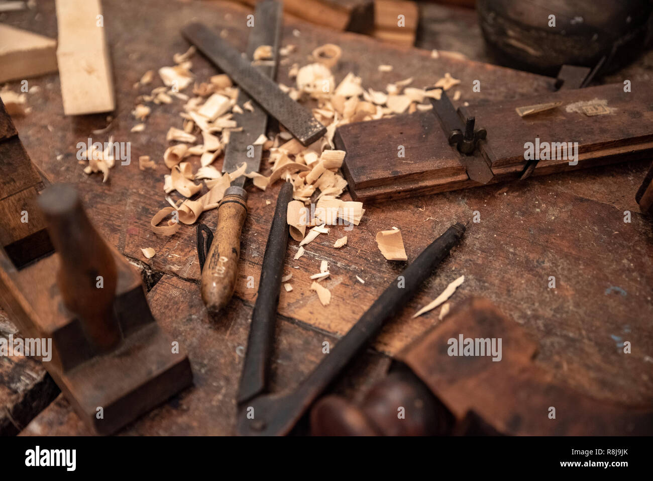 old tools for traditional wooden art work Stock Photo - Alamy