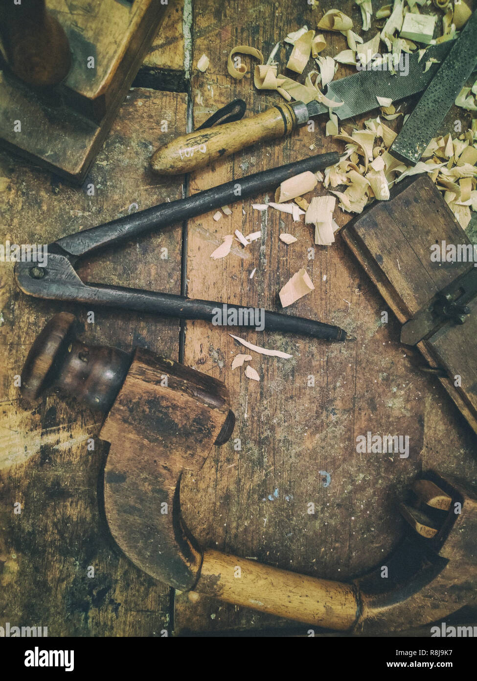 old tools for traditional wooden art work Stock Photo - Alamy