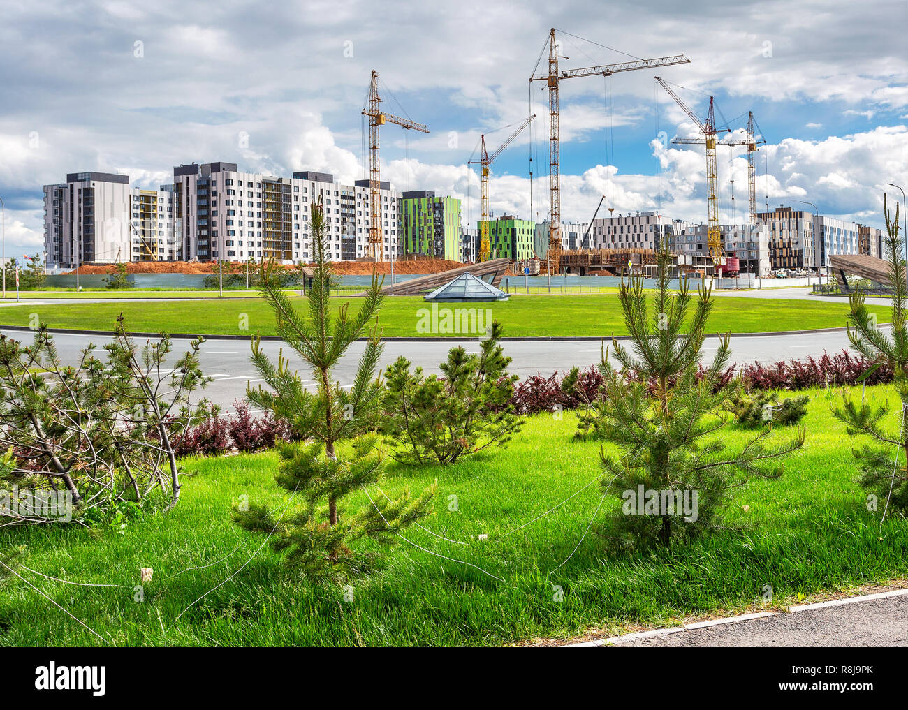Innopolis, Russia - June 11, 2018: New modern apartment buildings under ...