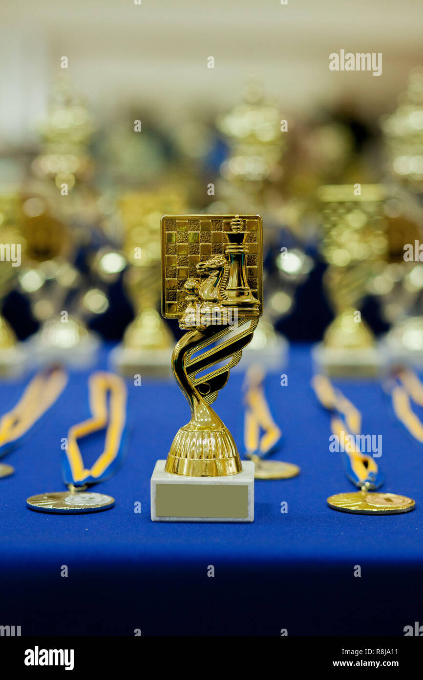 Gold cup winner. Chess.. Emotions after the game of chess Stock Photo ...