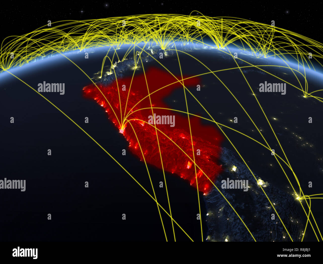 Peru communication network map hi-res stock photography and images - Alamy