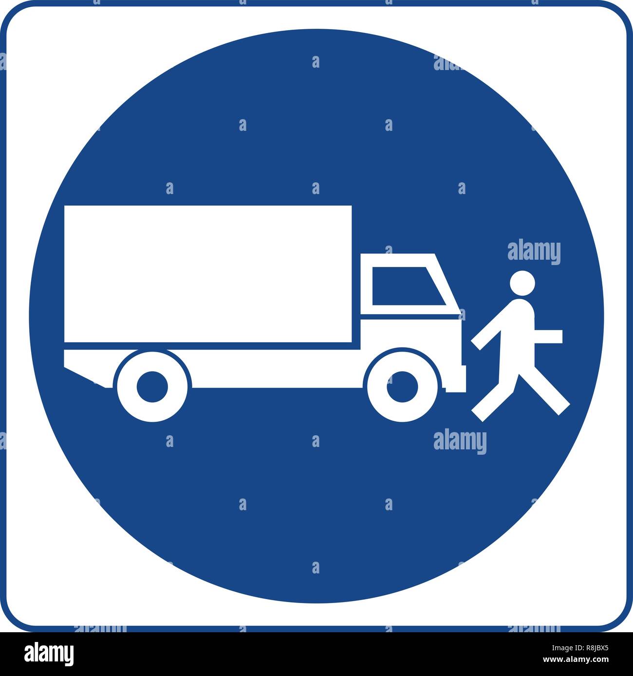 Safety sign. Information mandatory symbol in blue circle isolated on ...