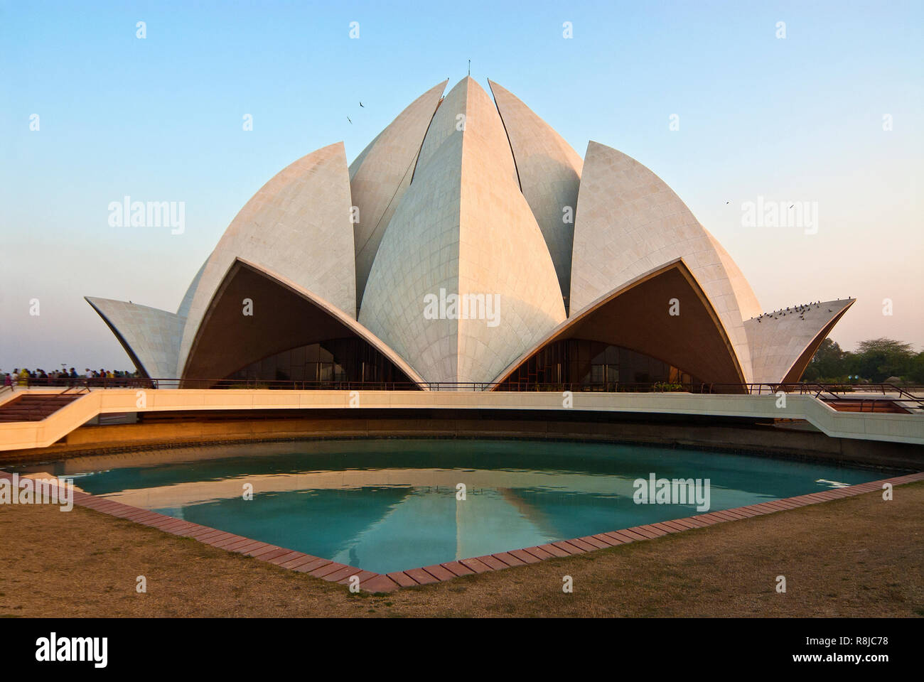 multi-faith temple. Lotus Temple at sunset, New Delhi, India Stock ...