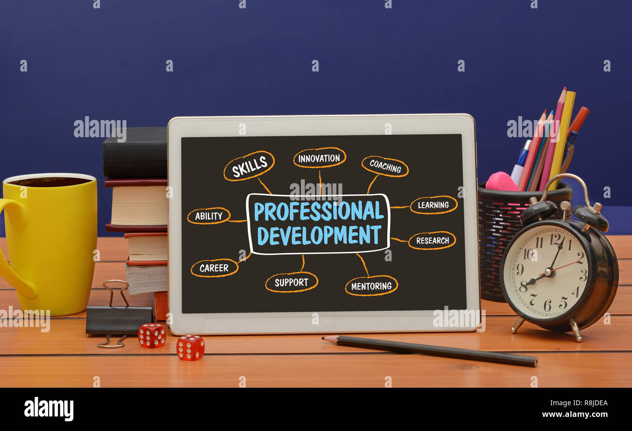 Professional Development Chart drawing on tablet screen Stock Photo - Alamy