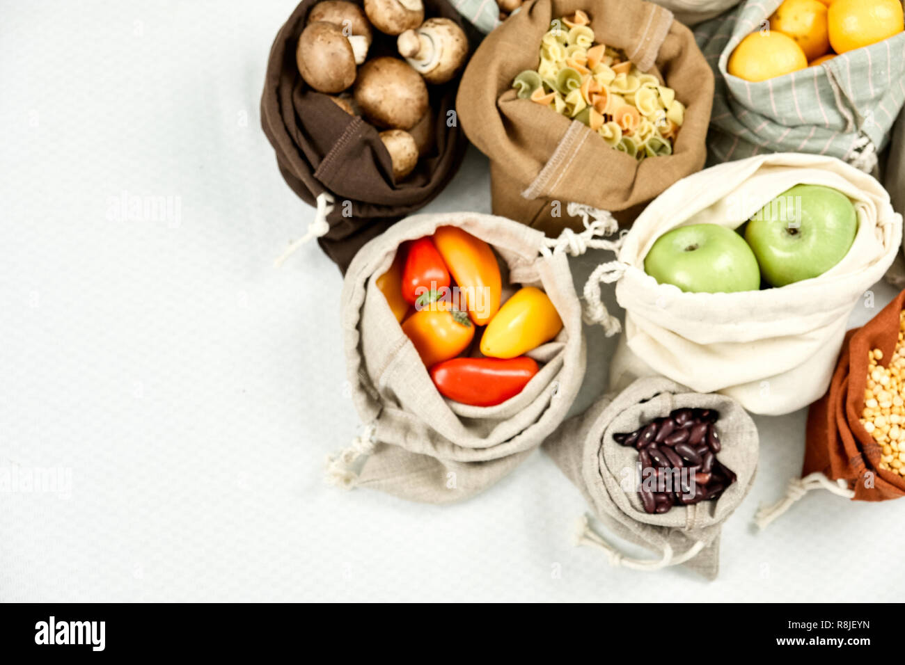 Zero Waste Food Storage Eco Bag Top View. Natural Organic Sack for ...