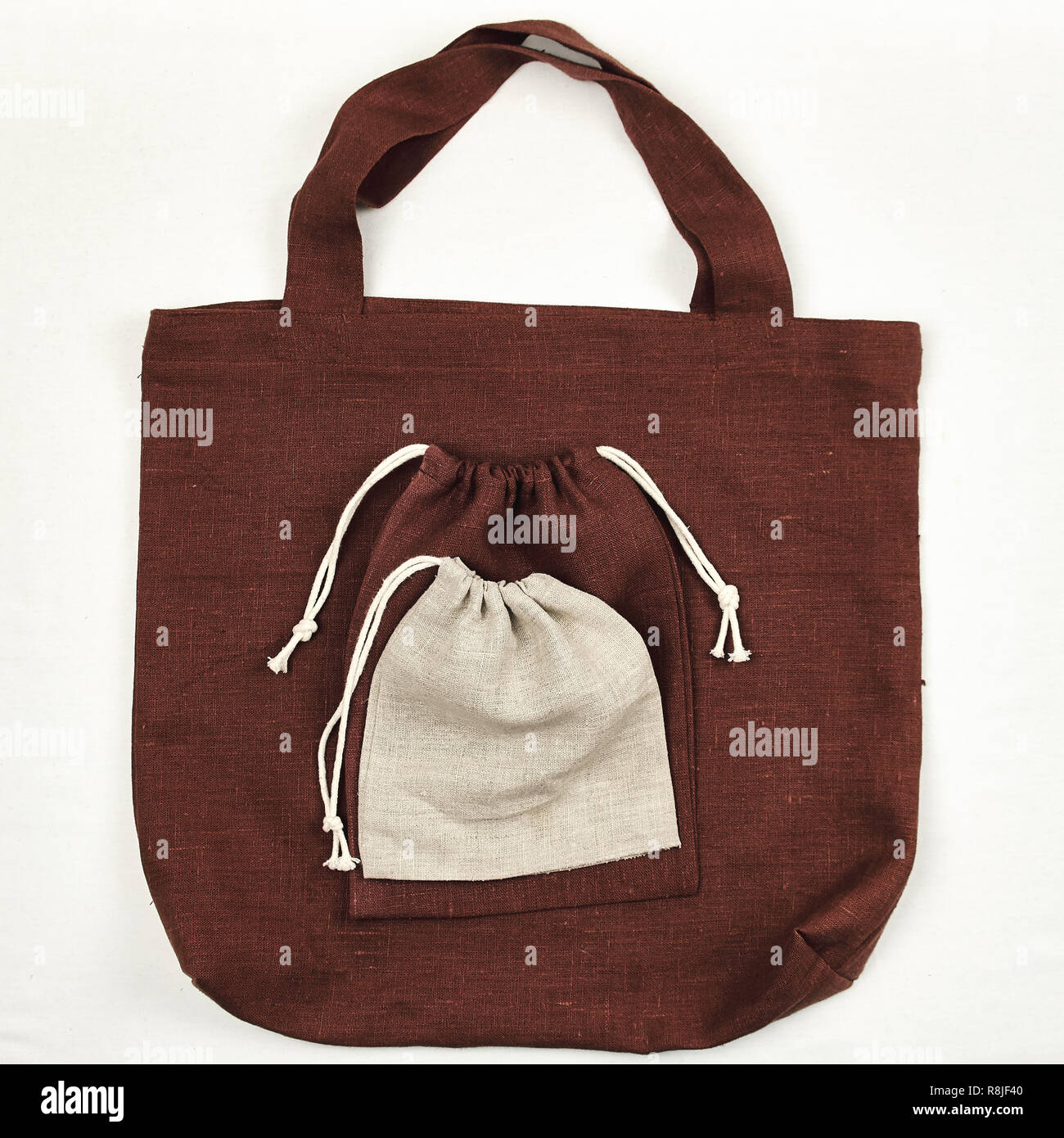 Linen Blank Case Bags Eco Package. Empty Craft Flax Pack Natural ...