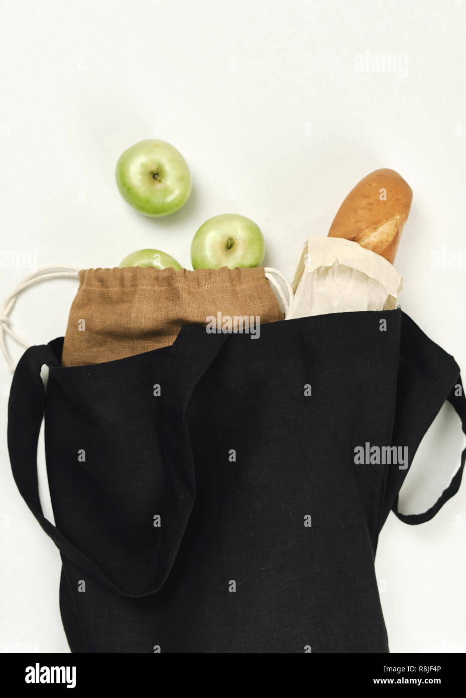 Zero Waste Food Storage Eco Bag Top View. Natural Organic Sack for ...