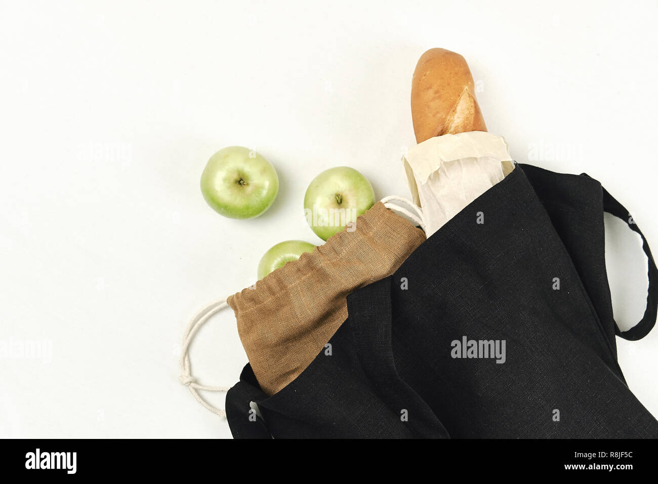 Zero Waste Food Storage Eco Bag Top View. Natural Organic Sack for ...