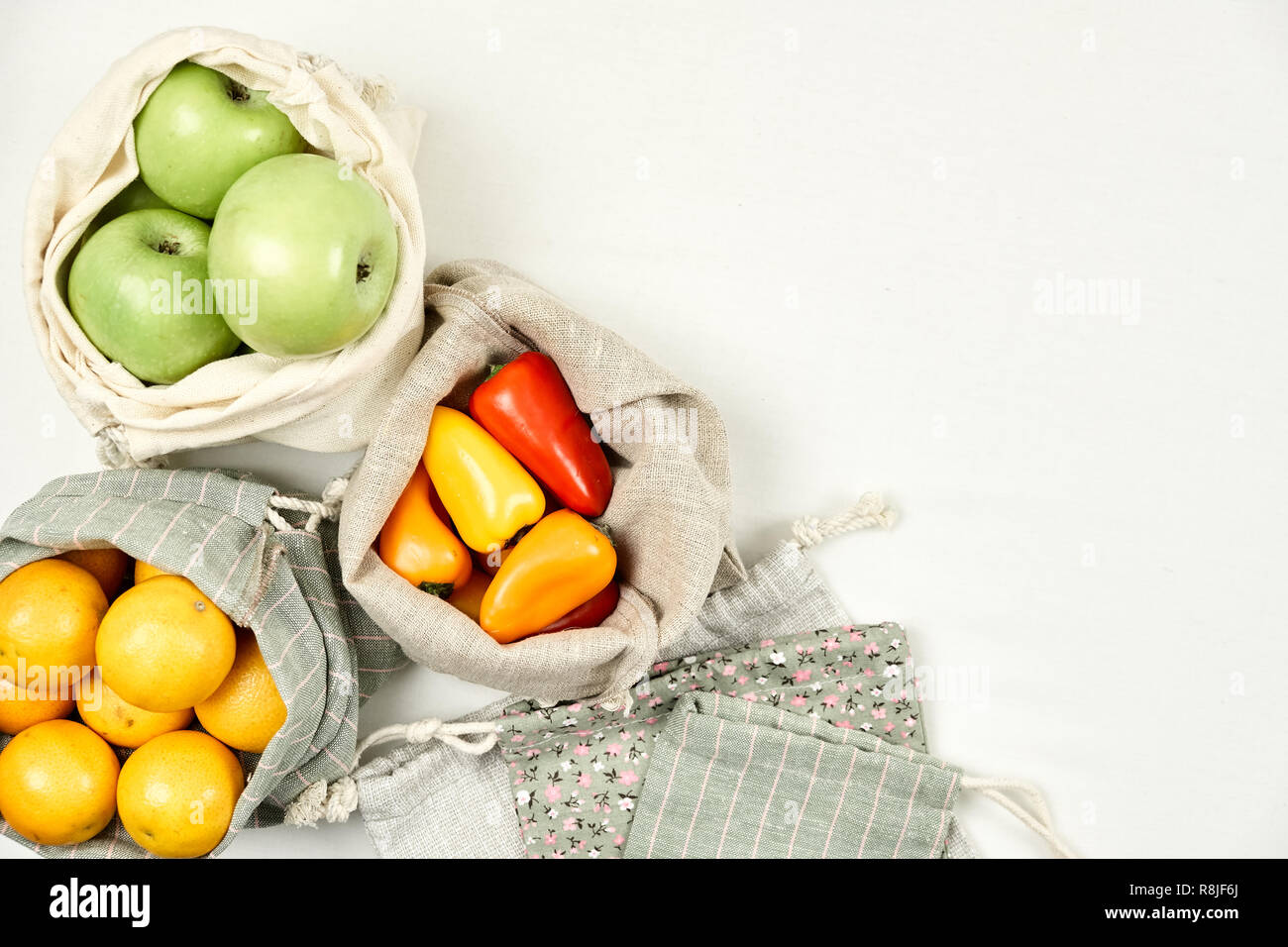 Zero Waste Food Storage Eco Bag Top View. Natural Organic Sack for ...