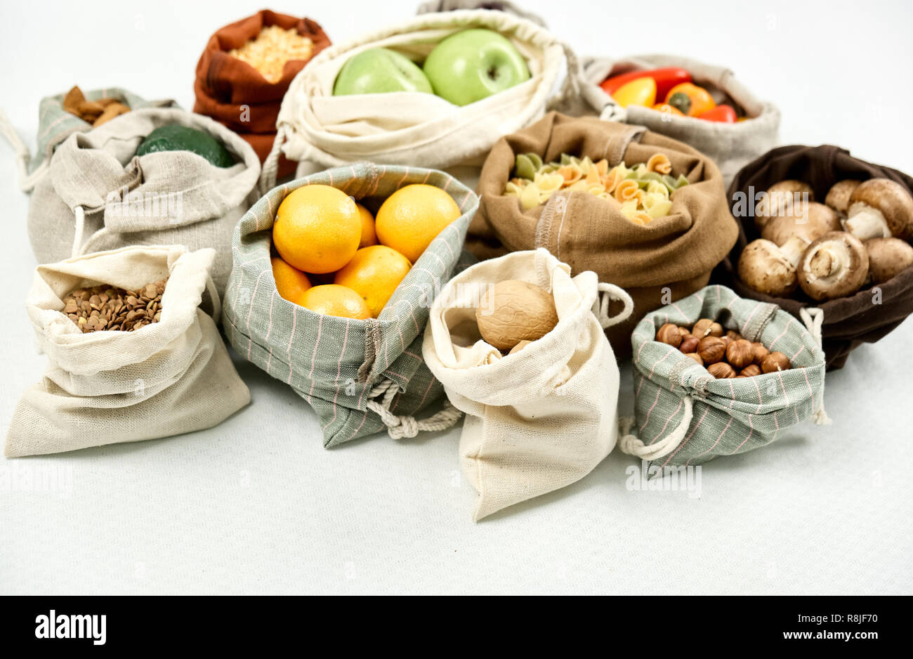 Zero Waste Food Storage Eco Bag Top View. Natural Organic Sack for ...