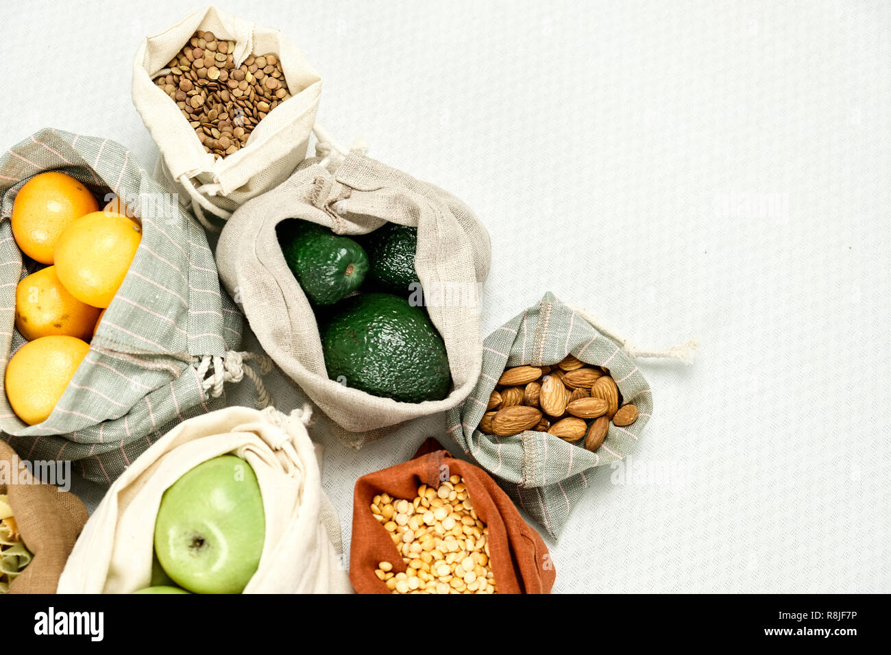 Zero Waste Food Storage Eco Bag Top View. Natural Organic Sack for ...