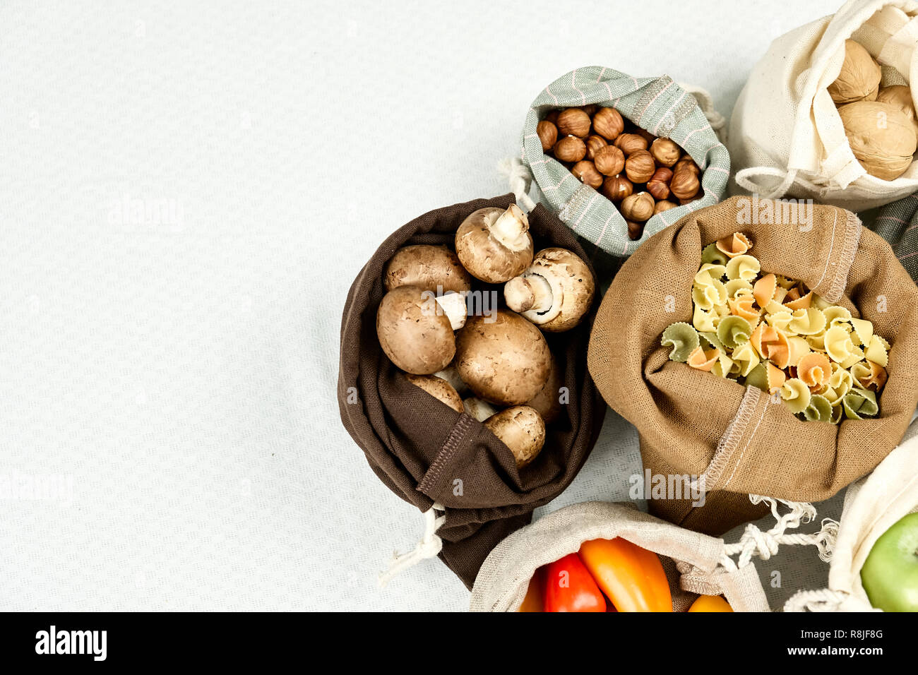 Zero Waste Food Storage Eco Bag Top View. Natural Organic Sack for ...