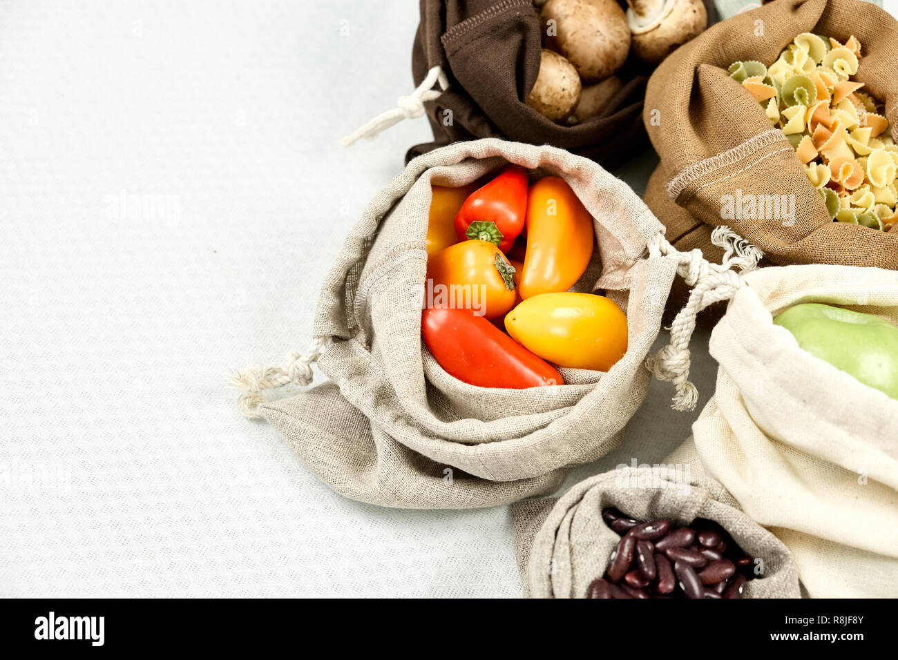 Zero Waste Food Storage Eco Bag Top View. Natural Organic Sack for ...