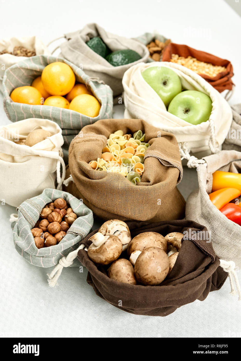 Zero Waste Food Storage Eco Bag Top View. Natural Organic Sack for ...